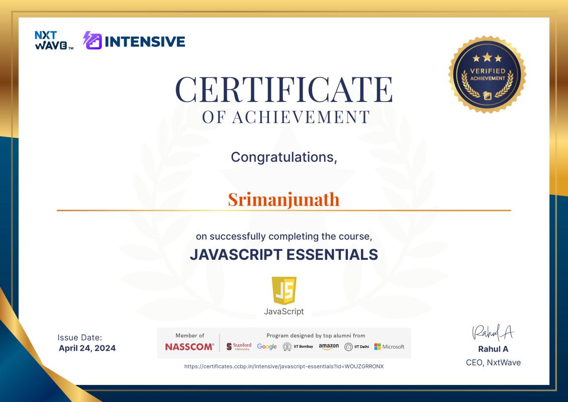 Srimanjunath G on LinkedIn: #nxtwave #learningprogress Srimanjunath G on LinkedIn: #nxtwave #learningprogress