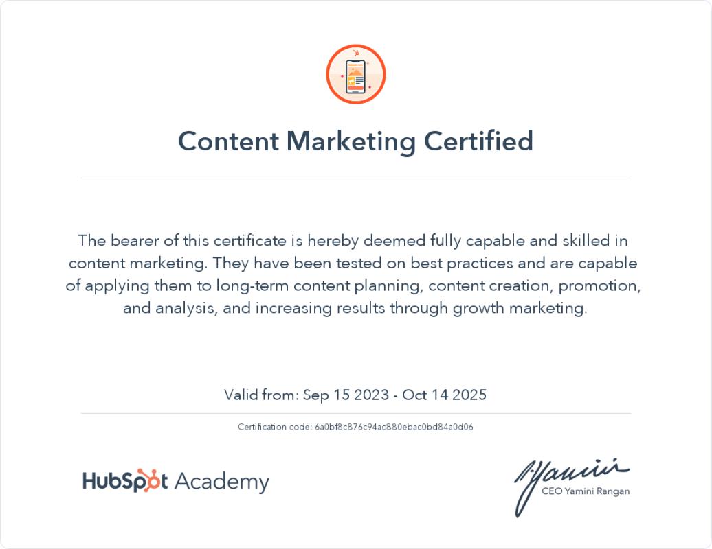 Kunal Takalkar on LinkedIn: HubSpot Academy Content Marketing Certification Kunal Takalkar on LinkedIn: HubSpot Academy Content Marketing Certification