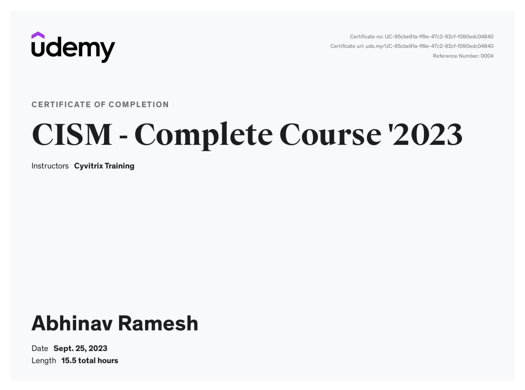 Abhinav Ramesh on LinkedIn: Udemy Course Completion Certificate Abhinav Ramesh on LinkedIn: Udemy Course Completion Certificate
