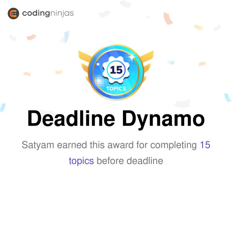 Satyam Kumar on LinkedIn: Codingninjas | Achievements Satyam Kumar on LinkedIn: Codingninjas | Achievements