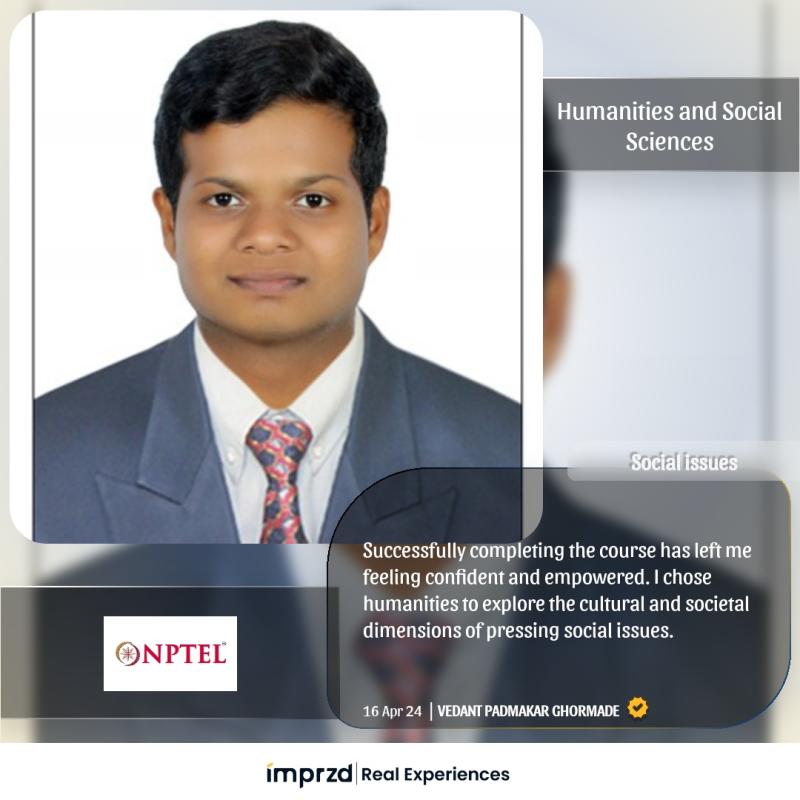 Vedant Padmakar Ghormade on LinkedIn: NPTEL Vedant Padmakar Ghormade on LinkedIn: NPTEL