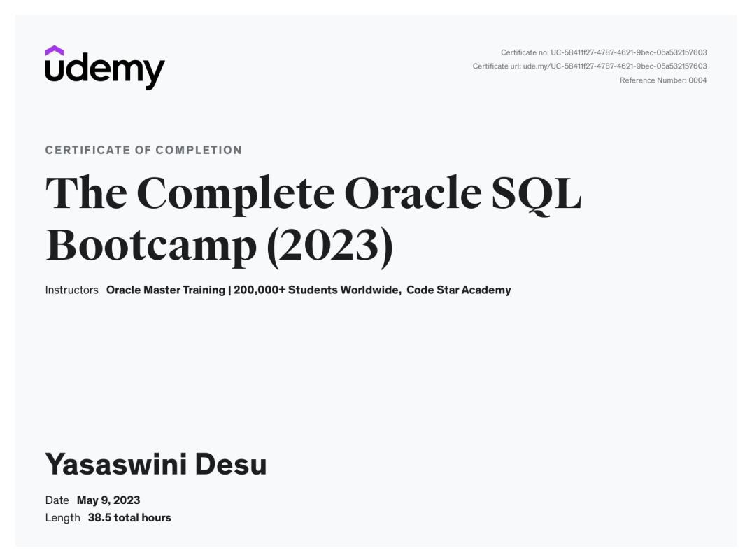 Yasaswini Desu on LinkedIn: Udemy Course Completion Certificate Yasaswini Desu on LinkedIn: Udemy Course Completion Certificate