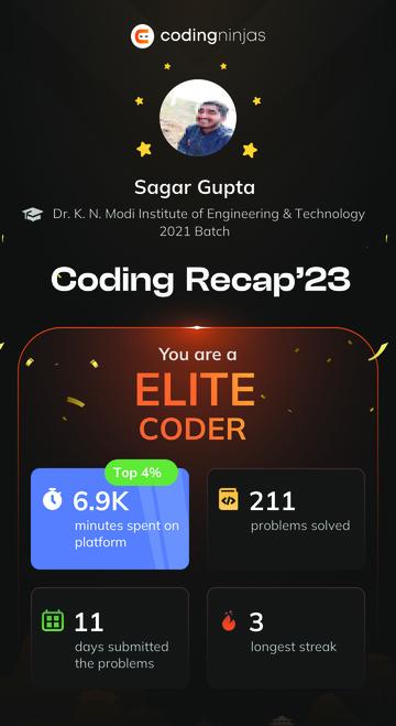 Sagar Gupta on LinkedIn: Coding Recap'23 | Coding Ninjas Sagar Gupta on LinkedIn: Coding Recap'23 | Coding Ninjas