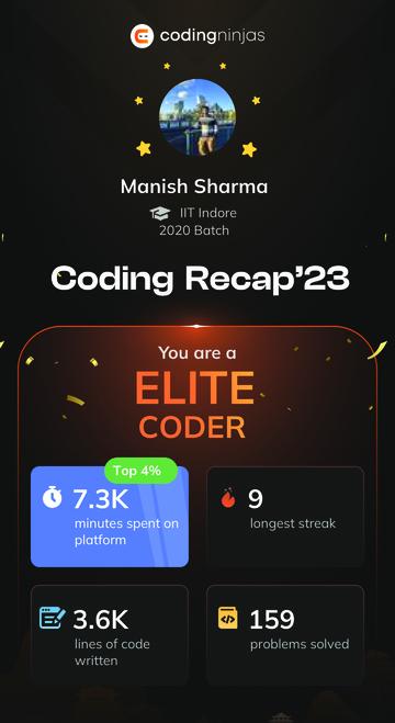 Manish Sharma on LinkedIn: Coding Recap'23 | Coding Ninjas Manish Sharma on LinkedIn: Coding Recap'23 | Coding Ninjas