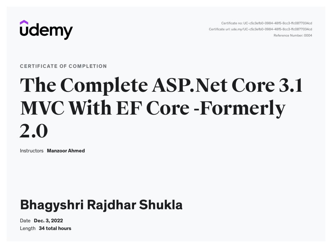 Bhagyshri Shukla on LinkedIn: Udemy Course Completion Certificate Bhagyshri Shukla on LinkedIn: Udemy Course Completion Certificate