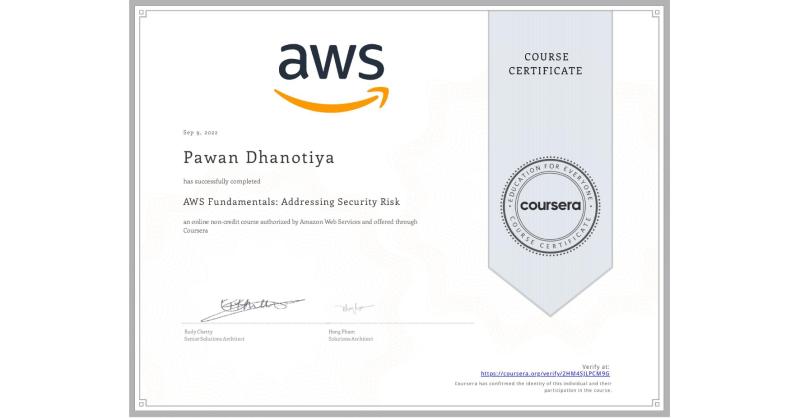 Pawan Dhanotiya on LinkedIn: Completion Certificate for AWS ... Pawan Dhanotiya on LinkedIn: Completion Certificate for AWS ...