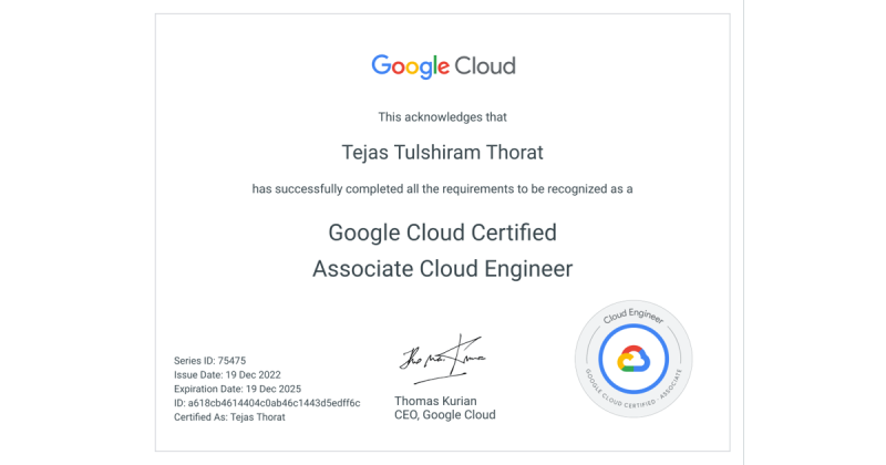 Tejas Thorat on LinkedIn: Associate Cloud Engineer • Tejas Thorat ... Tejas Thorat on LinkedIn: Associate Cloud Engineer • Tejas Thorat ...