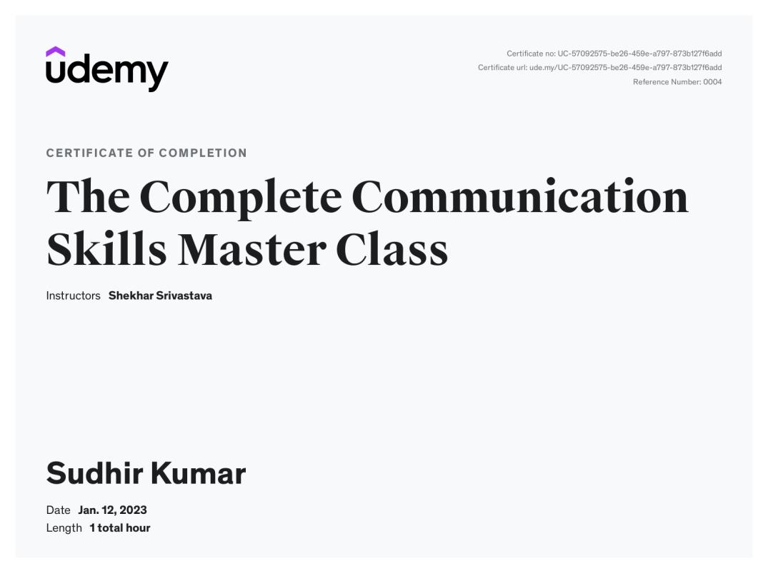 Sudhir Kumar on LinkedIn: Udemy Course Completion Certificate Sudhir Kumar on LinkedIn: Udemy Course Completion Certificate