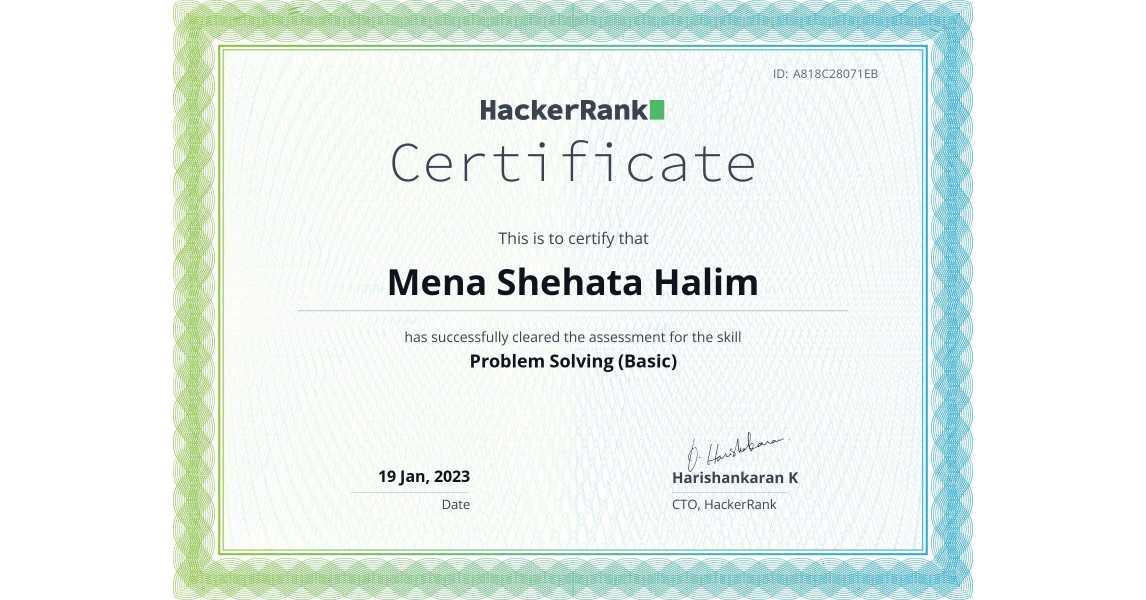#c #hackerrank #problemsolving | Mena Shehata #c #hackerrank #problemsolving | Mena Shehata
