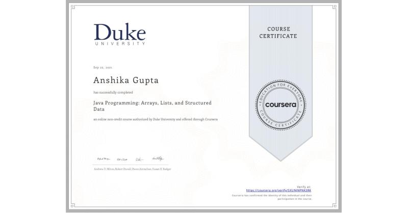 Anshika Gupta on LinkedIn: Completion Certificate for Java Programming ... Anshika Gupta on LinkedIn: Completion Certificate for Java Programming ...
