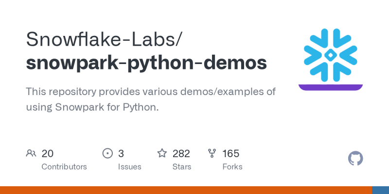 Dash DesAI on LinkedIn: GitHub - Snowflake-Labs/snowpark-python-demos ... Dash DesAI on LinkedIn: GitHub - Snowflake-Labs/snowpark-python-demos ...