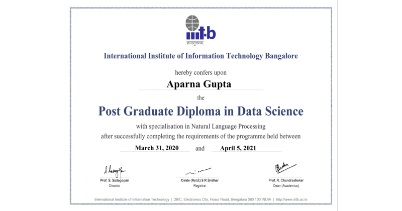 Aparna Gupta on LinkedIn: #datascience #iiitbangalore #upgrad # ... Aparna Gupta on LinkedIn: #datascience #iiitbangalore #upgrad # ...