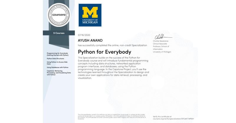 Ayush Anand on LinkedIn: #pythonforeverybody #coursera #python3 Ayush Anand on LinkedIn: #pythonforeverybody #coursera #python3