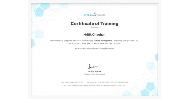 Hritik Chauhan on LinkedIn: #webdevelopment #internshala #training # ... Hritik Chauhan on LinkedIn: #webdevelopment #internshala #training # ...