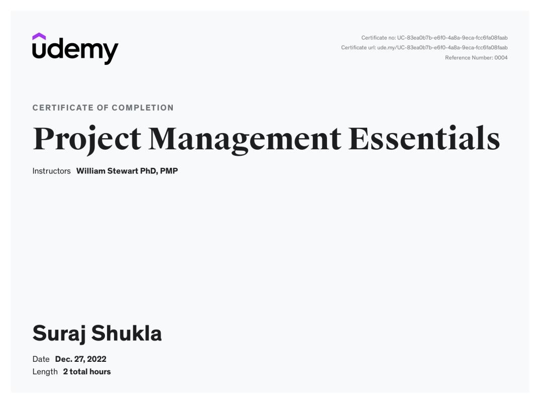 Suraj Shukla on LinkedIn: Udemy Course Completion Certificate Suraj Shukla on LinkedIn: Udemy Course Completion Certificate