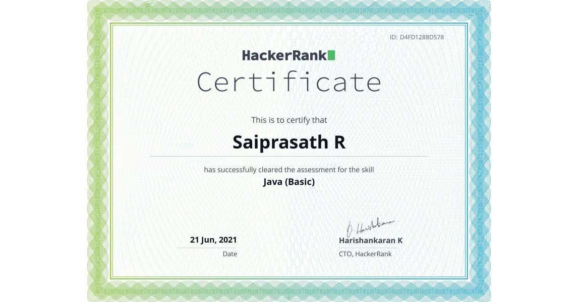 #hackerrank #javaprogramming | Saiprasath R #hackerrank #javaprogramming | Saiprasath R