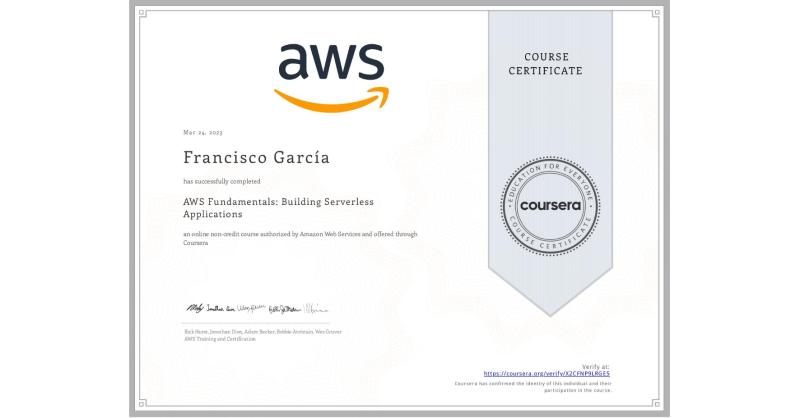 Francisco Garcia on LinkedIn: Completion Certificate for AWS ... Francisco Garcia on LinkedIn: Completion Certificate for AWS ...