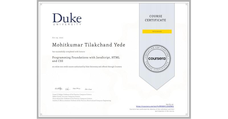 Mohit Yede on LinkedIn: #coursera #webdevlopment #htmlcss #javascript # ... Mohit Yede on LinkedIn: #coursera #webdevlopment #htmlcss #javascript # ...