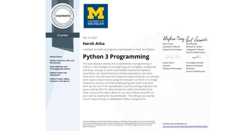 #programming #python #coursera #umich #jio | Harsh Atha #programming #python #coursera #umich #jio | Harsh Atha