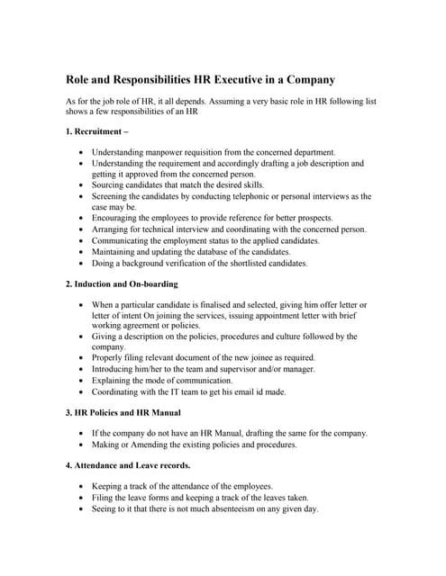 pradeep pandey on LinkedIn: Role and Responsibilities HR Executive in a ... pradeep pandey on LinkedIn: Role and Responsibilities HR Executive in a ...