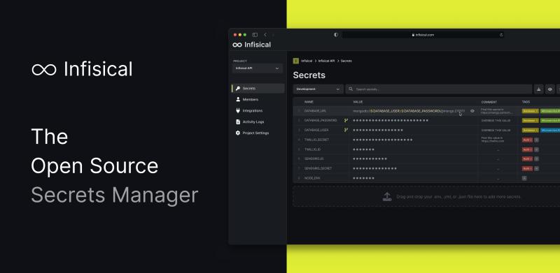 Infisical is an open-source end-to-end platform to manage secrets and ... Infisical is an open-source end-to-end platform to manage secrets and ...