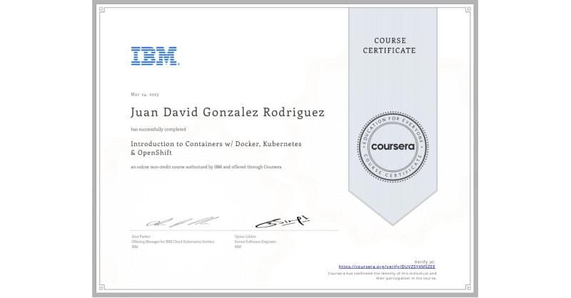 Completion Certificate for Introduction to Containers w/ Docker… | Juan ... Completion Certificate for Introduction to Containers w/ Docker… | Juan ...
