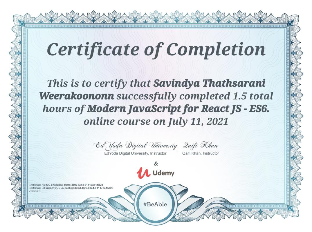 Savindya Weerakoon on LinkedIn: completed the course Modern JavaScript ... Savindya Weerakoon on LinkedIn: completed the course Modern JavaScript ...