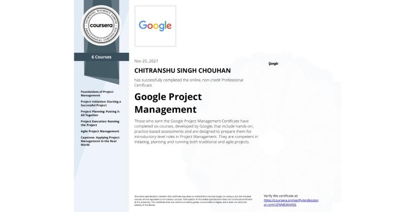#specialization #google #projectmanagement | Chitranshu Singh Chouhan #specialization #google #projectmanagement | Chitranshu Singh Chouhan