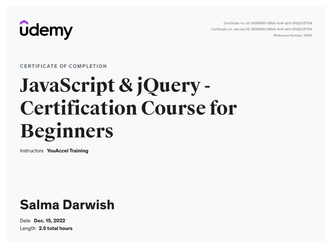 Salma Darwish on LinkedIn: #javascript #javascriptdeveloper #jquery #udemy Salma Darwish on LinkedIn: #javascript #javascriptdeveloper #jquery #udemy