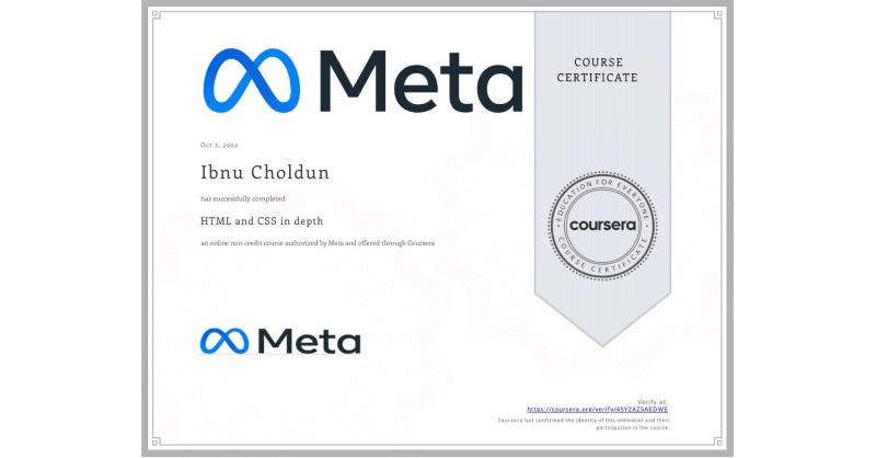 Completion Certificate for HTML and CSS in depth | Ibnu Choldun Completion Certificate for HTML and CSS in depth | Ibnu Choldun