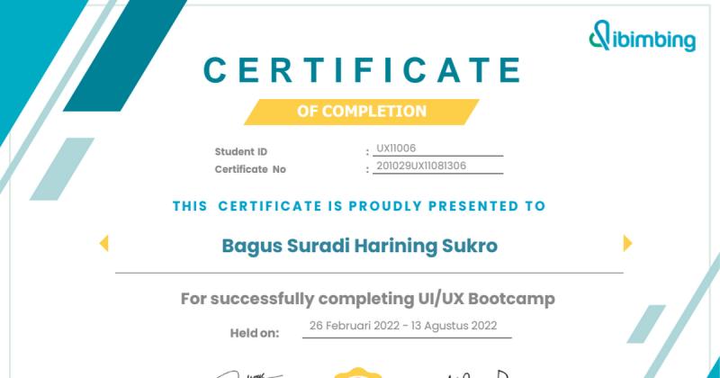 Bagus Suradi Harining Sukro on LinkedIn: Sertifikat Bootcamp UIUX ... Bagus Suradi Harining Sukro on LinkedIn: Sertifikat Bootcamp UIUX ...