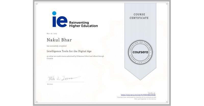Nakul Bhar on LinkedIn: Completion Certificate for Intelligence Tools ... Nakul Bhar on LinkedIn: Completion Certificate for Intelligence Tools ...