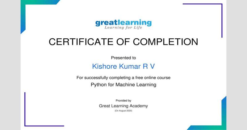 KISHORE KUMAR R V on LinkedIn: #machinelearning #python # ... KISHORE KUMAR R V on LinkedIn: #machinelearning #python # ...
