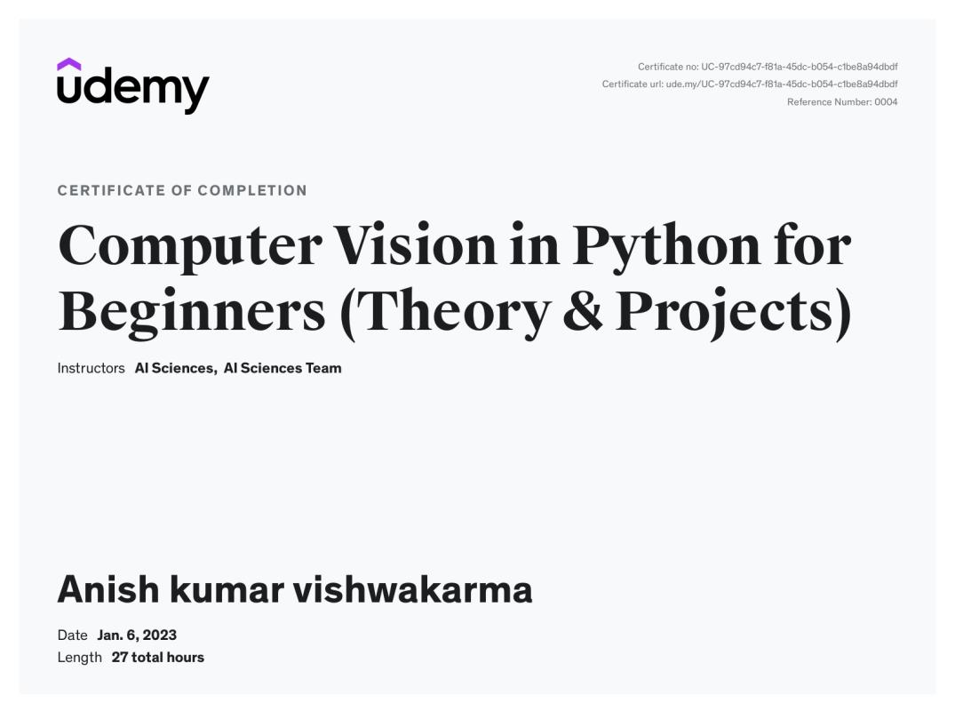 Dr. Anish Vishwakarma on LinkedIn: Udemy Course Completion Certificate Dr. Anish Vishwakarma on LinkedIn: Udemy Course Completion Certificate