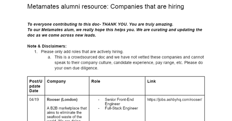 Nicholas Taplin on LinkedIn: Metamates alumni resource: Companies that ... Nicholas Taplin on LinkedIn: Metamates alumni resource: Companies that ...