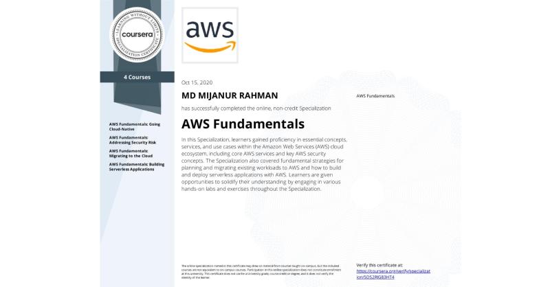 Md. Mijanur Rahman on LinkedIn: Completed the AWS Fundamentals ... Md. Mijanur Rahman on LinkedIn: Completed the AWS Fundamentals ...