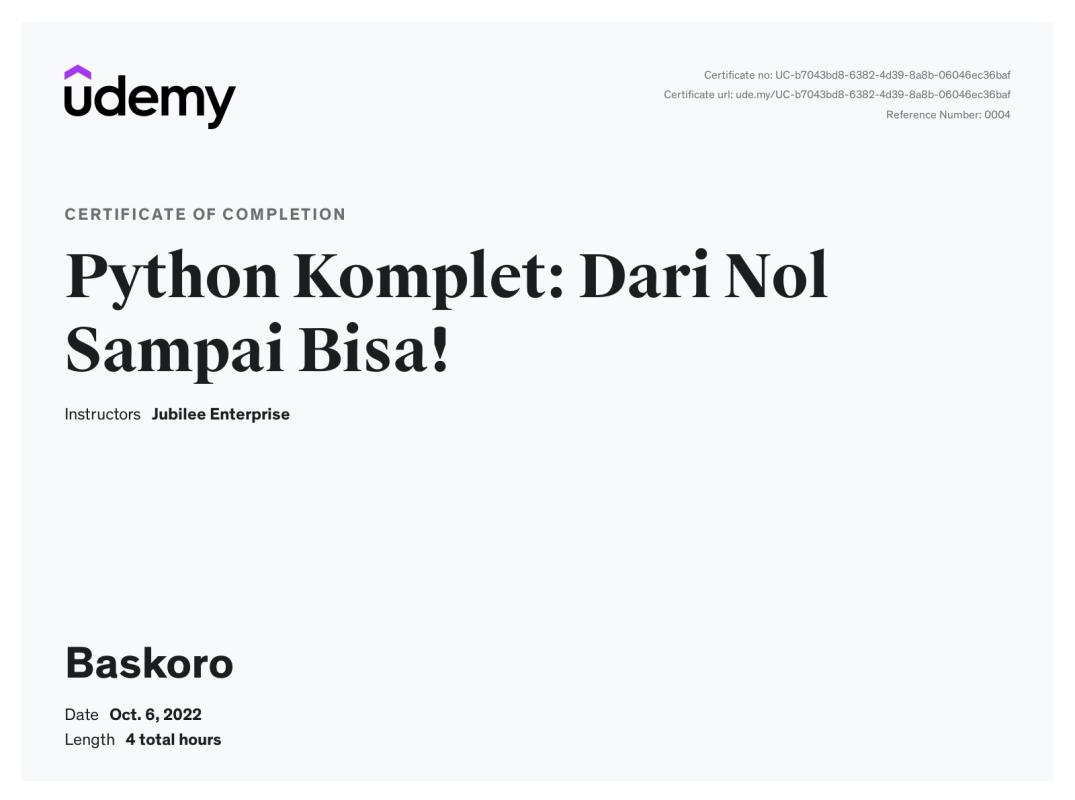 Baskoro Ardi Kusuma on LinkedIn: Udemy Course Completion Certificate Baskoro Ardi Kusuma on LinkedIn: Udemy Course Completion Certificate