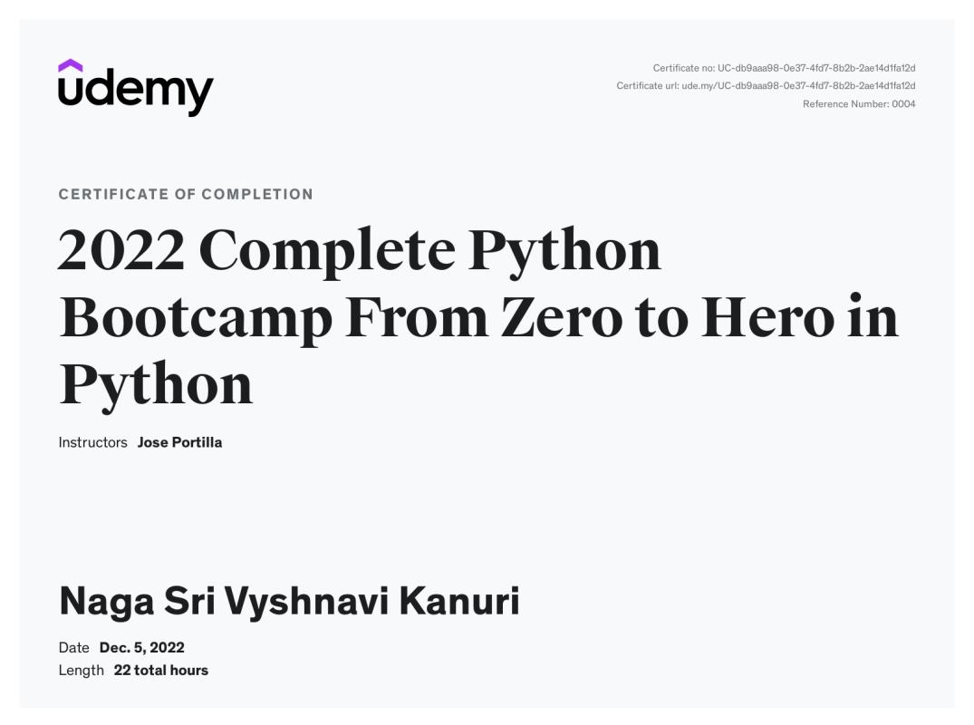 Sri Vyshnavi Kanuri on LinkedIn: Udemy Course Completion Certificate Sri Vyshnavi Kanuri on LinkedIn: Udemy Course Completion Certificate