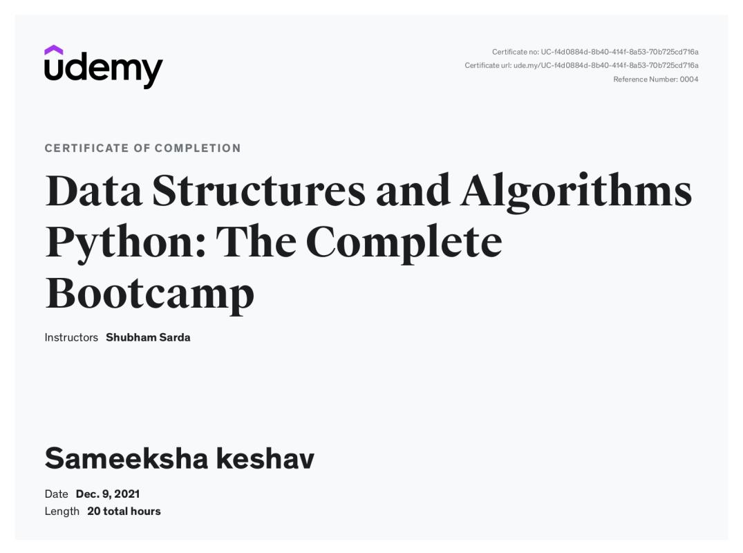 #udemycourses #datastructures #pythonprogramming | Sameeksha Keshav #udemycourses #datastructures #pythonprogramming | Sameeksha Keshav