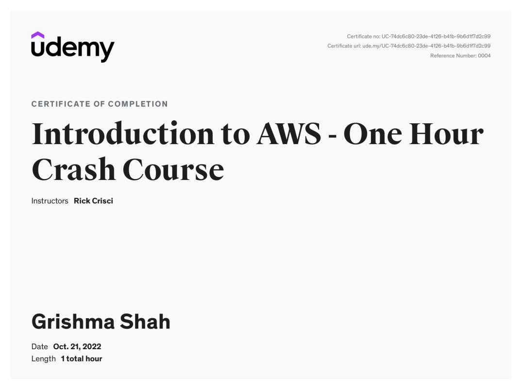 Grishma shah on LinkedIn: Udemy Course Completion Certificate Grishma shah on LinkedIn: Udemy Course Completion Certificate