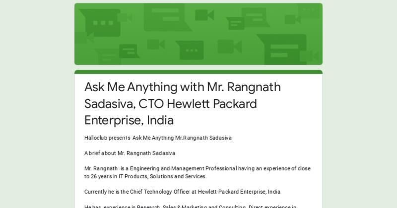 Sudeep Pokuri on LinkedIn: Ask Me Anything with Mr. Rangnath Sadasiva ... Sudeep Pokuri on LinkedIn: Ask Me Anything with Mr. Rangnath Sadasiva ...