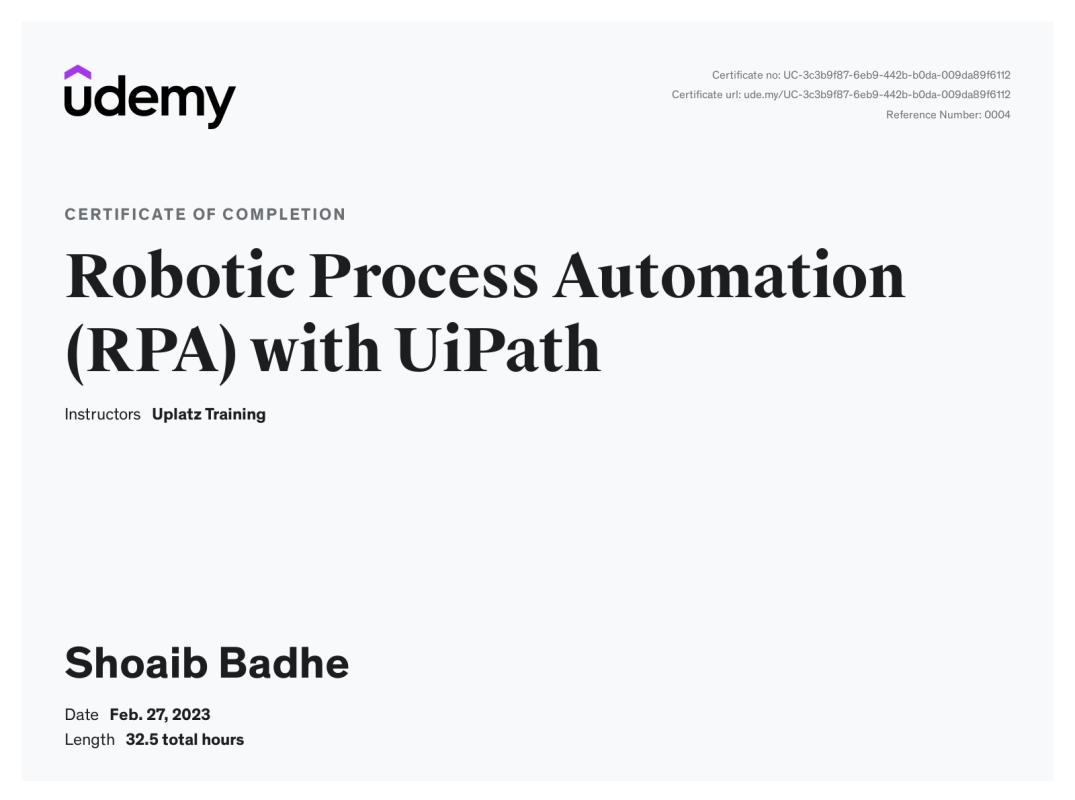 Shoaib Badhe on LinkedIn: Udemy Course Completion Certificate Shoaib Badhe on LinkedIn: Udemy Course Completion Certificate