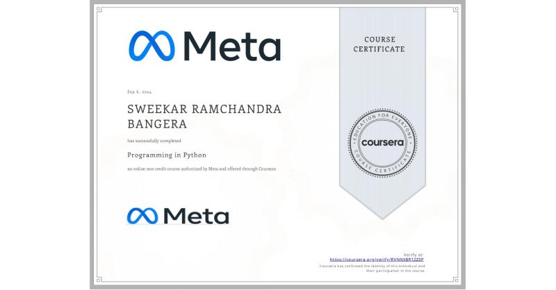 Sweekar Bangera on LinkedIn: Completion Certificate for Programming in ... Sweekar Bangera on LinkedIn: Completion Certificate for Programming in ...
