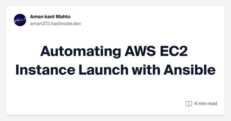 Aman kant Mahto on LinkedIn: Automating AWS EC2 Instance Launch with ... Aman kant Mahto on LinkedIn: Automating AWS EC2 Instance Launch with ...