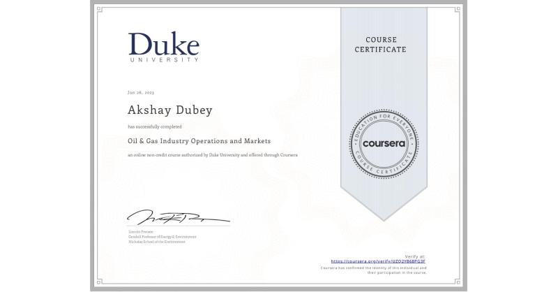 Akshay Dubey on LinkedIn: Completion Certificate for Oil & Gas Industry ... Akshay Dubey on LinkedIn: Completion Certificate for Oil & Gas Industry ...
