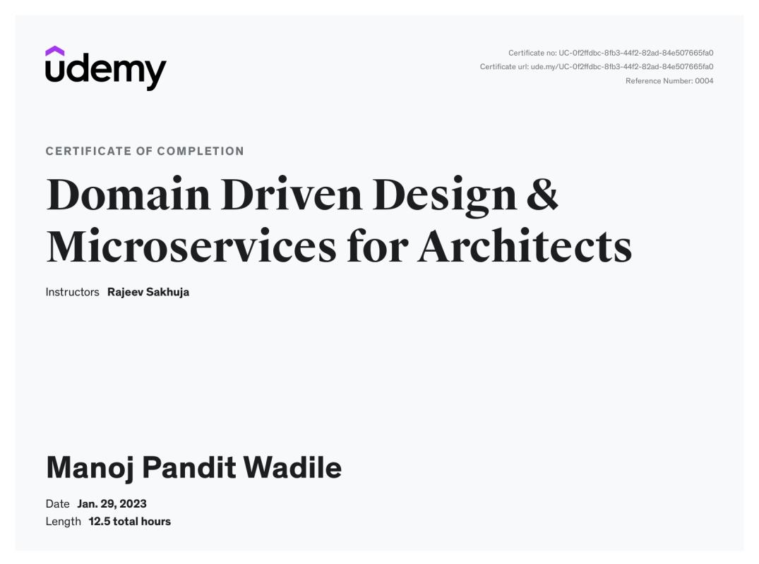 Manoj Wadile on LinkedIn: Udemy Course Completion Certificate Manoj Wadile on LinkedIn: Udemy Course Completion Certificate