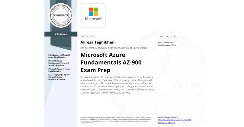 ALIREZA TAGHIKHANI on LinkedIn: Completion Certificate for Microsoft ... ALIREZA TAGHIKHANI on LinkedIn: Completion Certificate for Microsoft ...