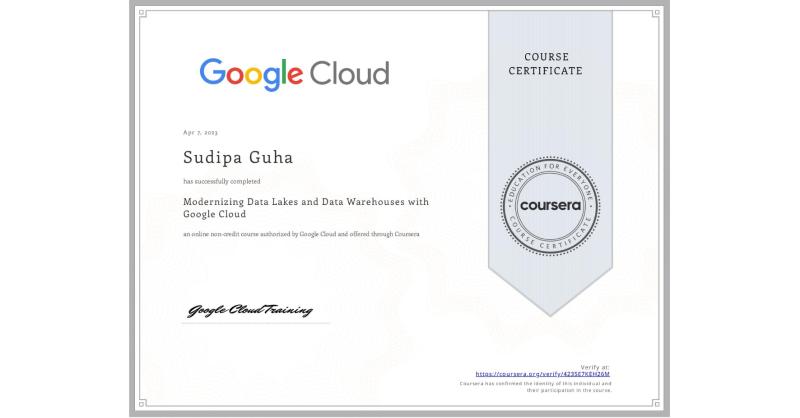 Sudipa Guha on LinkedIn: Completion Certificate for Modernizing Data ... Sudipa Guha on LinkedIn: Completion Certificate for Modernizing Data ...