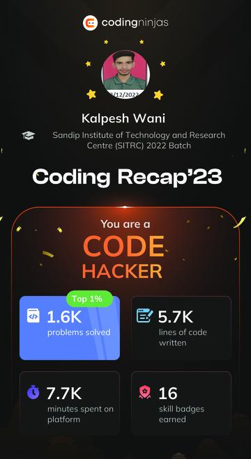 Kalpesh Wani on LinkedIn: Coding Recap'23 | Coding Ninjas Kalpesh Wani on LinkedIn: Coding Recap'23 | Coding Ninjas