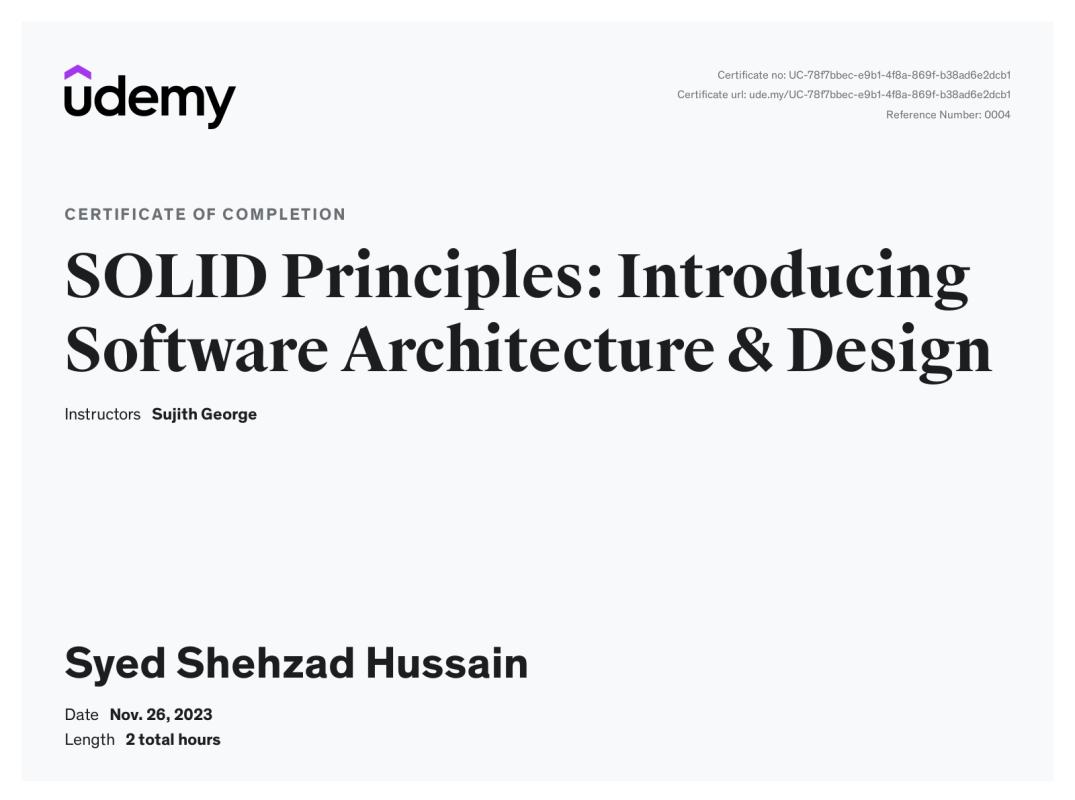 Syed Shehzad Hussain on LinkedIn: Udemy Course Completion Certificate Syed Shehzad Hussain on LinkedIn: Udemy Course Completion Certificate